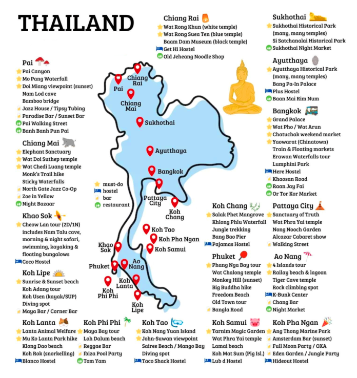 Thailand Attractions Map Visual Thailand 4106